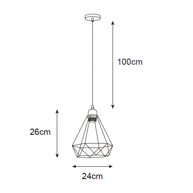 RUSTIK 141 VISILICA 1*E27 CRNA