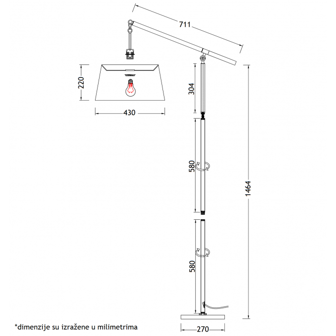 RUSTIK 166 PODNA LAMPA 1*E27