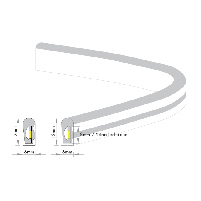 LED NEON FLEX 24V 8.8W/m 4000K IP65 (KL-2835-120-NW, 1met, 8mm)